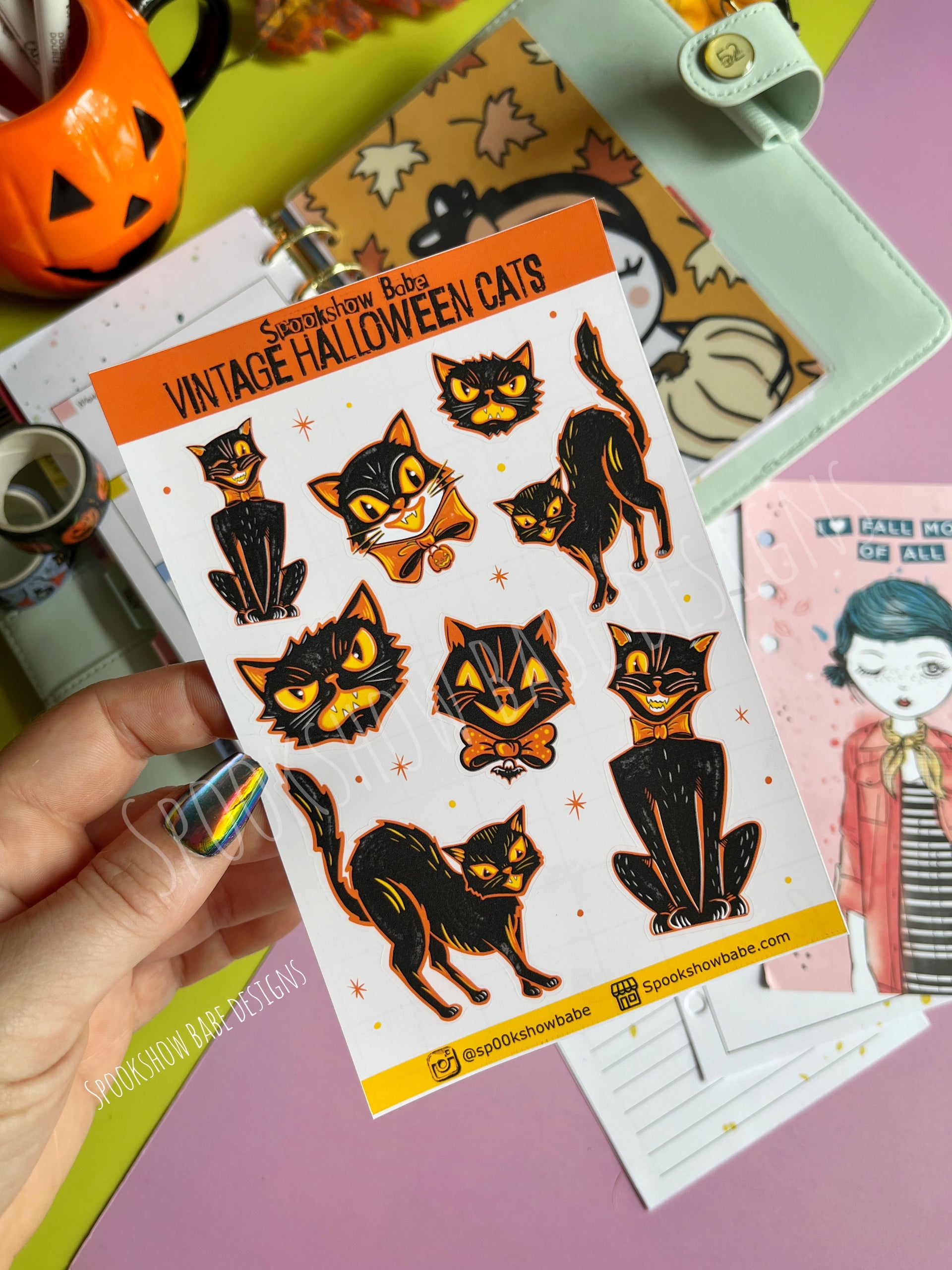 Vintage Halloween Cats Sticker Sheet – Spookshow Babe Designs