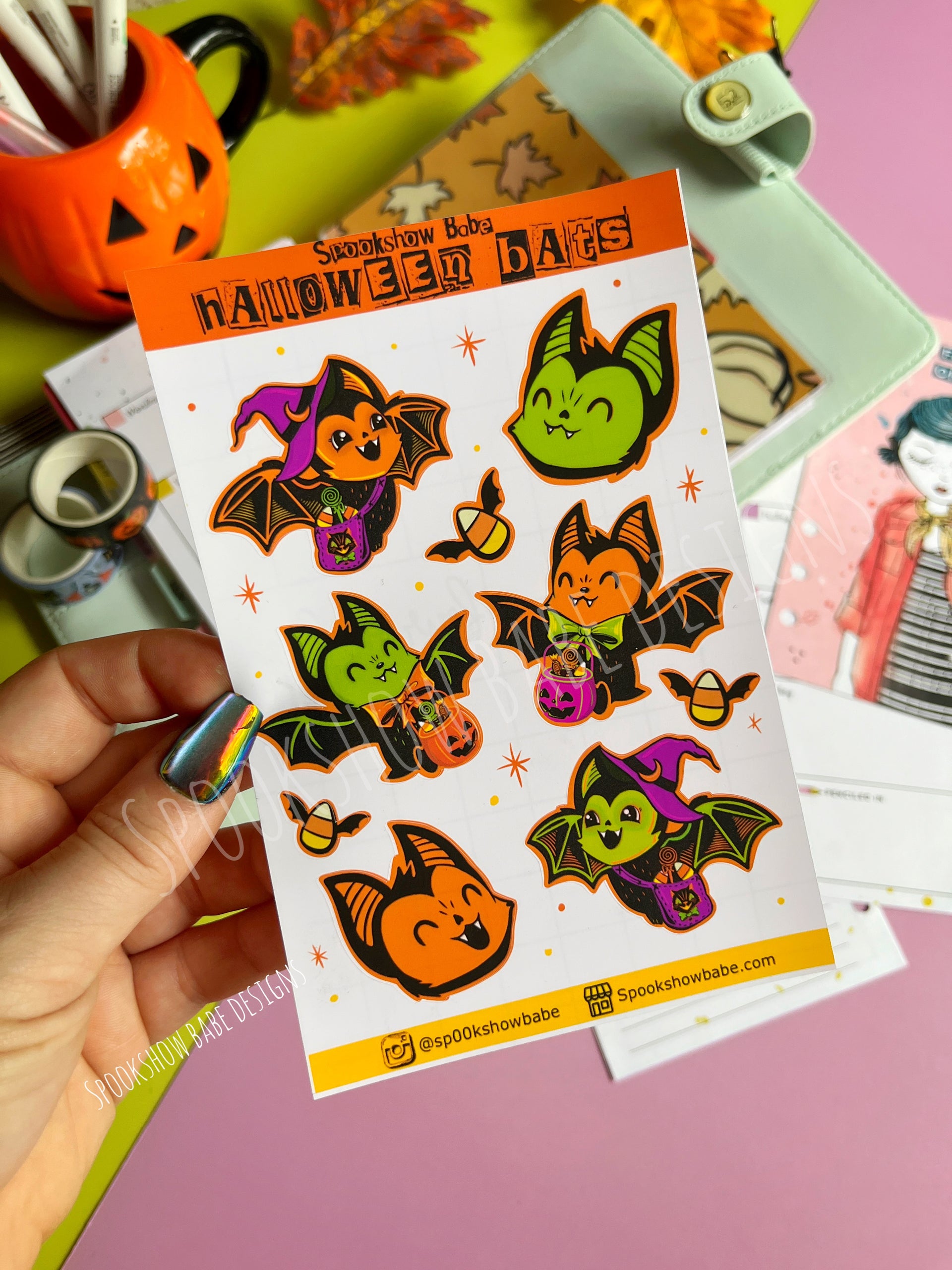 Halloween Bats Sticker Sheet – Spookshow Babe Designs